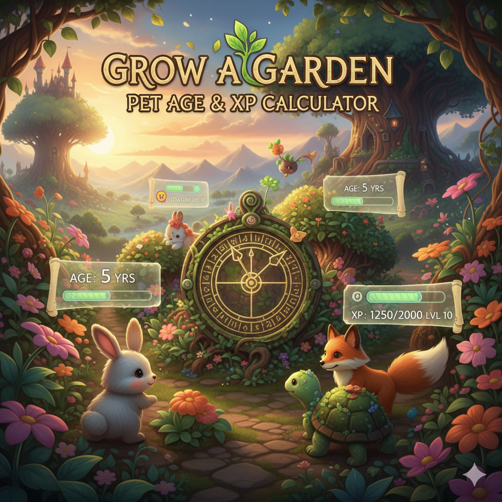 Free Grow A Garden Pet Age & XP Calculator 2025- Pet Leveling Time Tool